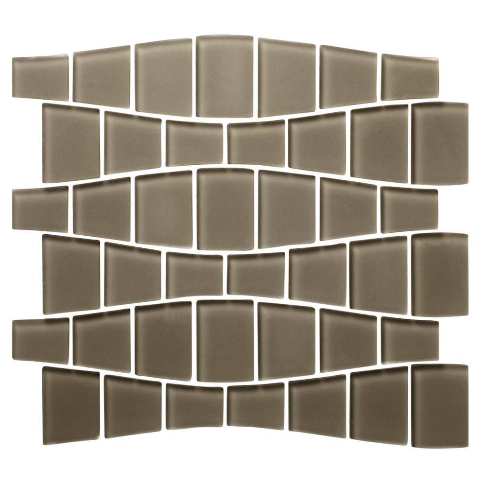 CRUZ BAY STUDIO Ripple Smoke Matte 4 in. x 6 in. Geometric Glass Mosaic ...