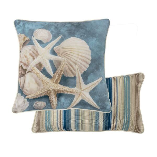 DONNA SHARP Blue Diamond 2-Piece Blue and Off-White Coastal Decor ...