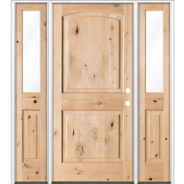 Krosswood Doors 64 in. x 80 in. Knotty Alder 2-Panel Arch-Top Left-H ...