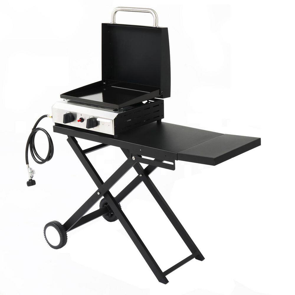 Karl home 20000 BTU 2 Burner Foldable Propane Griddle Rolling Flat Top ...