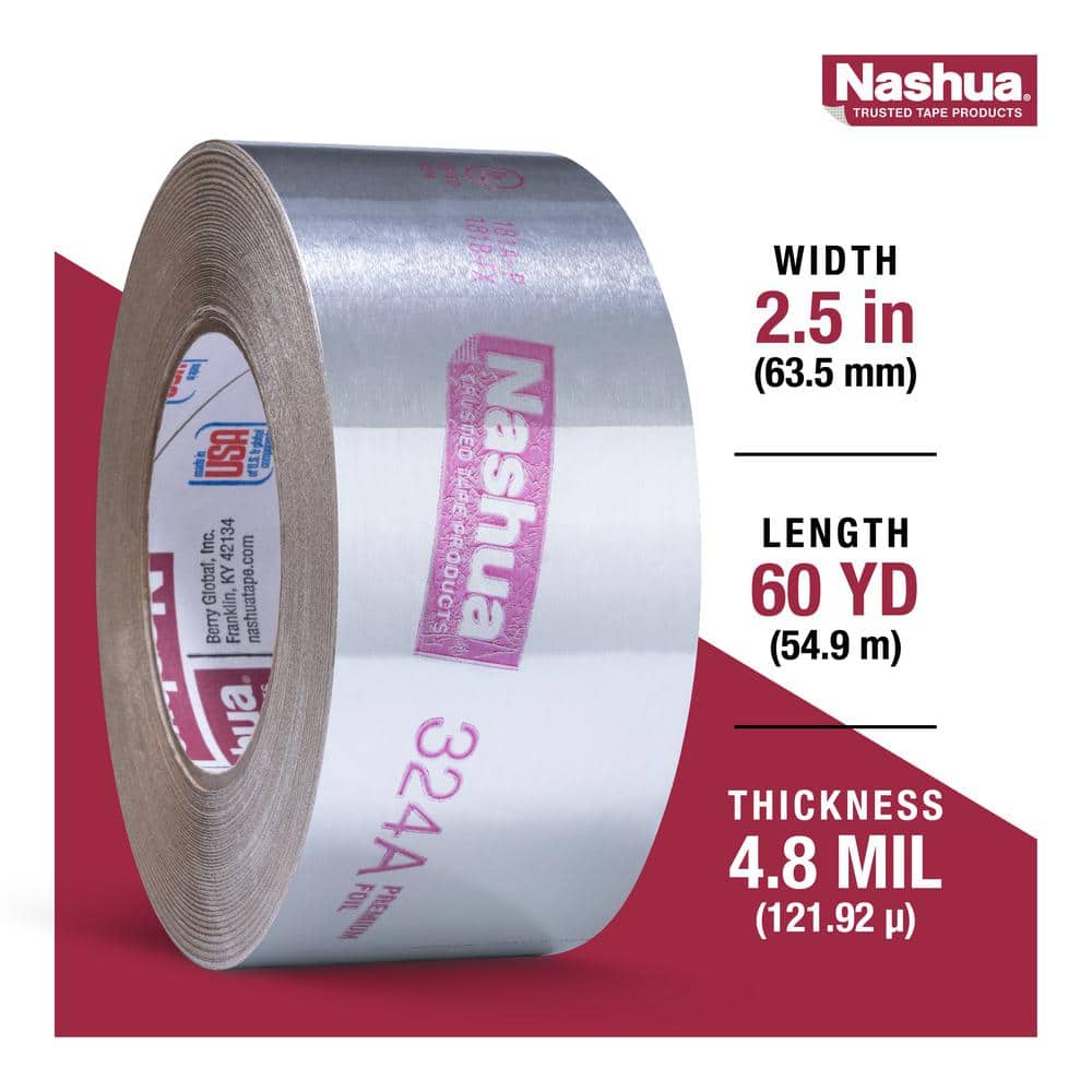 Nashua Tape 2.5 in. x 60 yd. 324A Premium Foil HVAC UL Listed Sealer ...