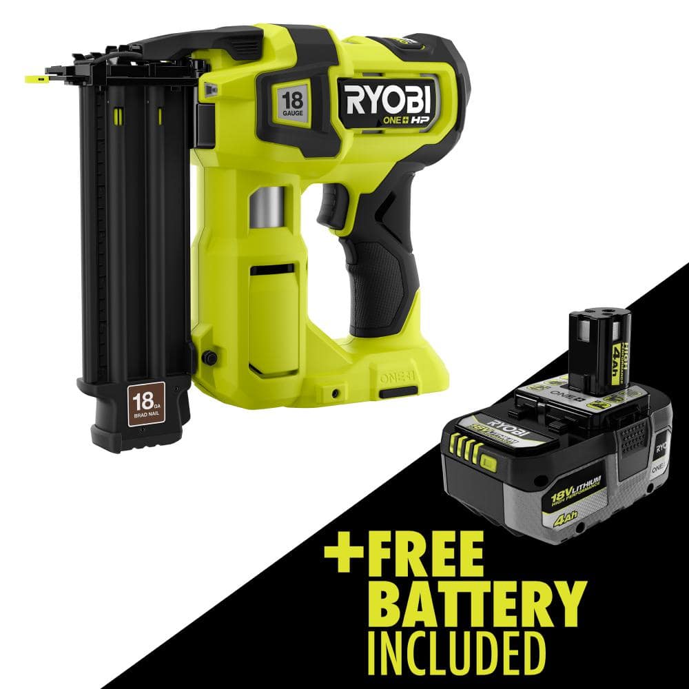 RYOBI ONE+ HP 18V 18-Gauge Brushless Cordless AirStrike Brad Nailer ...