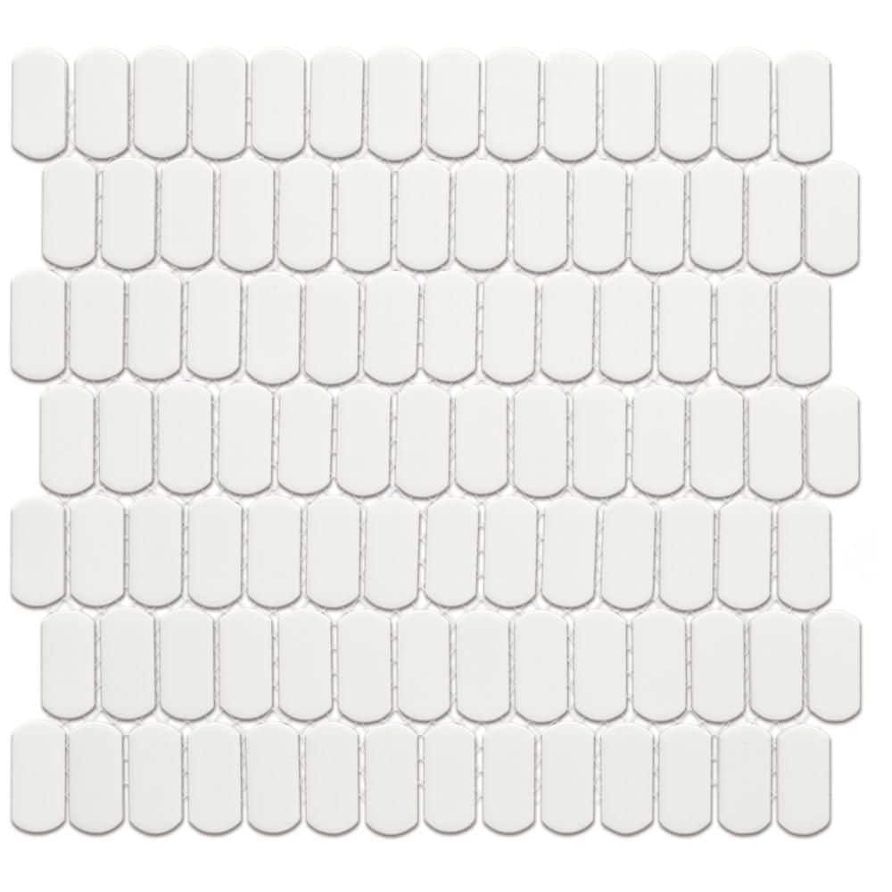 Merola Tile Hudson Capsule Matte White 5 in. x 6 in. Porcelain Mosaic ...