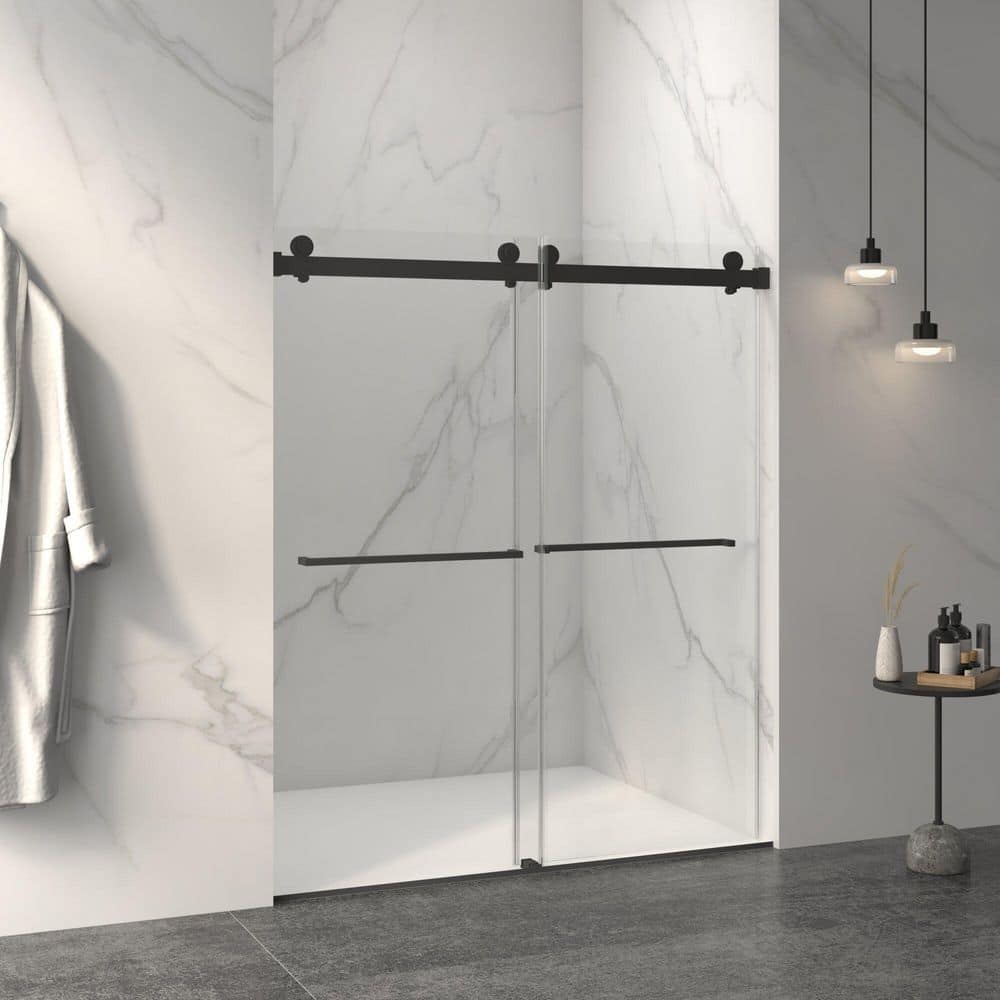 Noble House Lamont 60 in. W x 70 in. H Frameless Double Sliding Shower ...