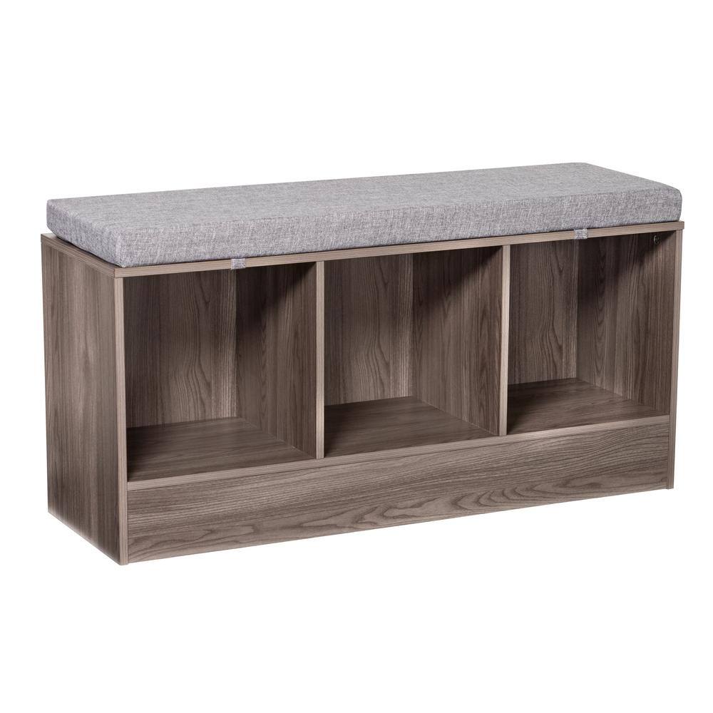 Honey-Can-Do Farmhouse Grey Laminate MDF Entryway Storage Bench with ...