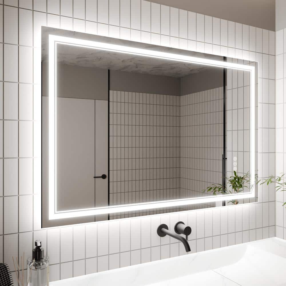 CASAINC 48 in. W x 32 in. H Rectangular Frameless LED Light Dimmable ...