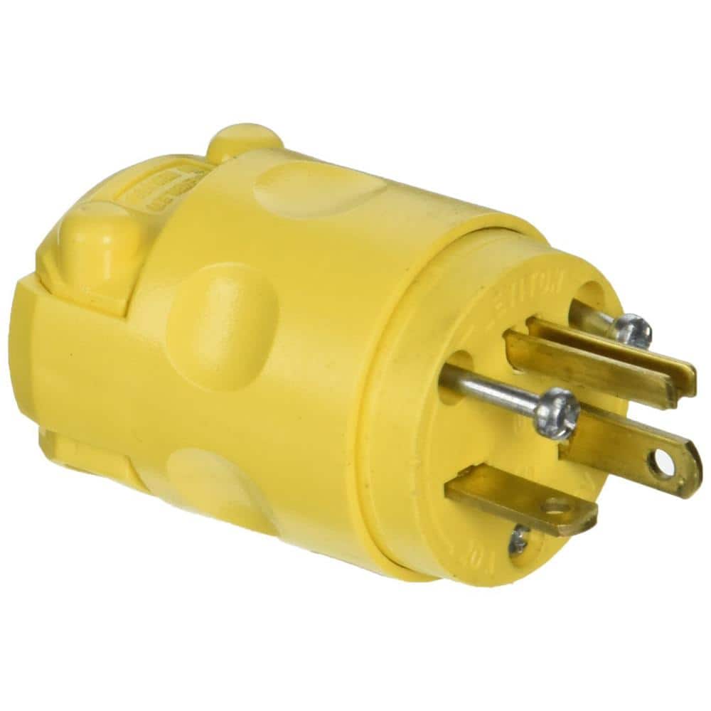Leviton 20 Amp 125-Volt Grounding Plug, Yellow 520PV 520PV - The Home Depot