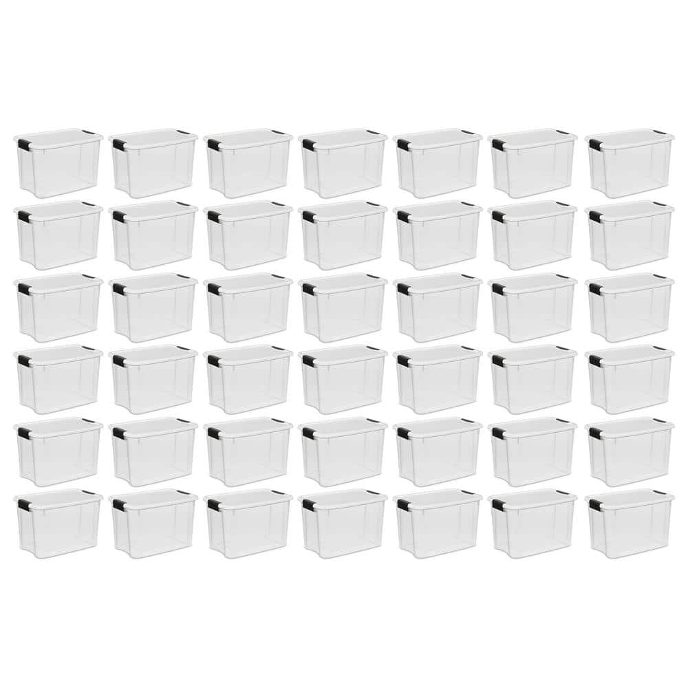 Sterilite 30 Qt. Ultra Latch Clear Storage Box with White Lid (42 Pack ...
