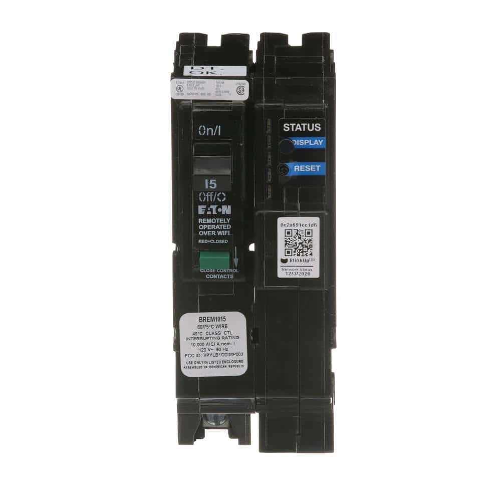 Eaton Smart Circuit Breaker 1-Pole 15 Amp 120-Volt 10 kA Interrupt ...