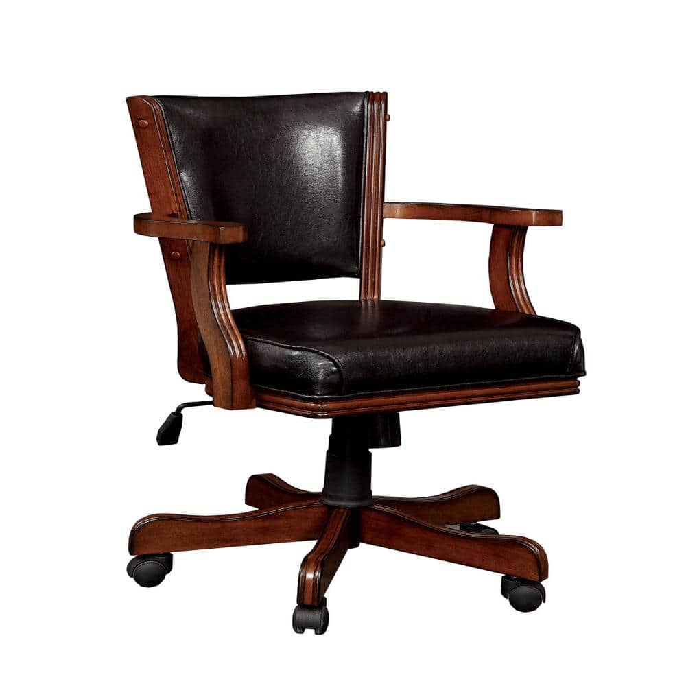 Alijah Cherry Leather Arm Chair with Height-Adjustable AD-GM340CH-AC ...