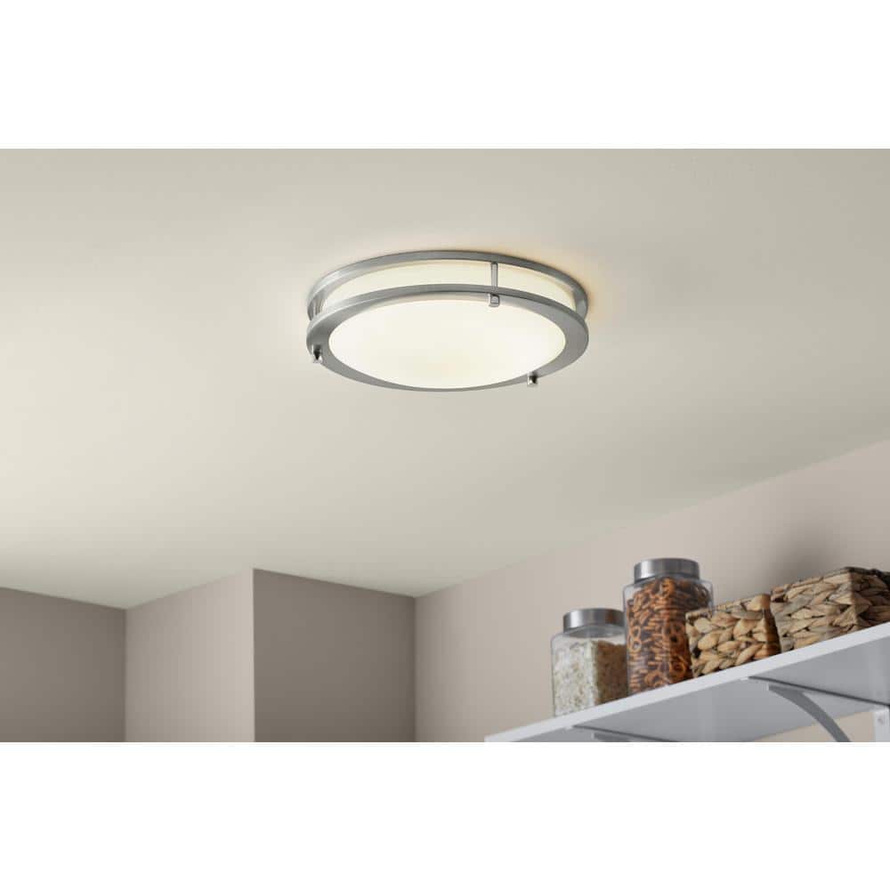 Hampton Bay Flaxmere 12 in. Modern Brushed Nickel 5 CCT Integrated LED ...