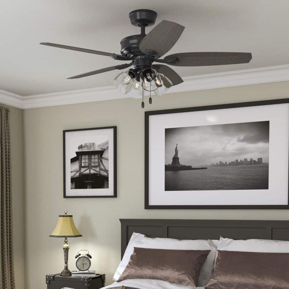 Hunter Channing 52 in. Hunter Express Indoor Matte Black Ceiling Fan ...