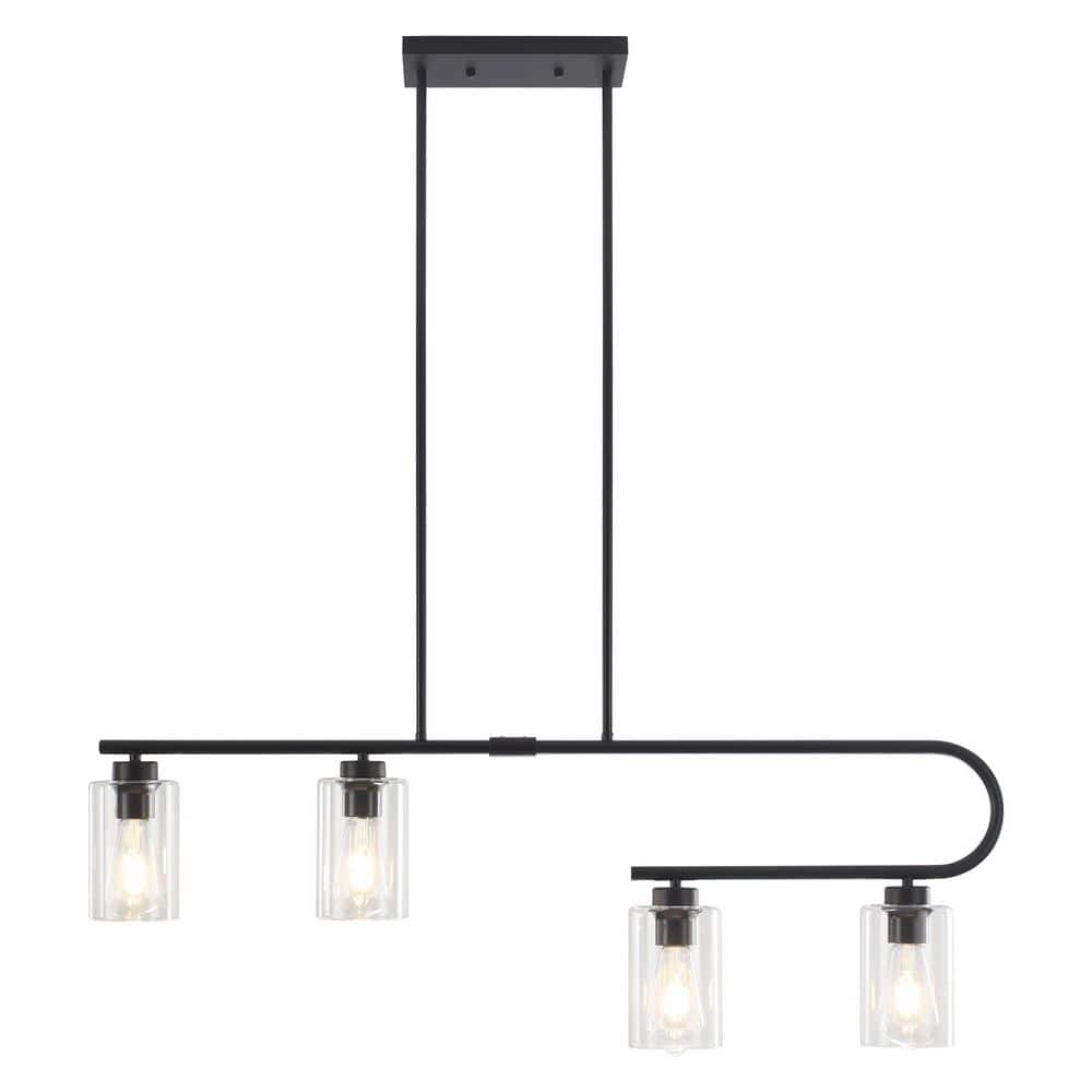 ZJVAIVE 4-Light Black Linear Chandelier for Dining Room No Bulbs ...