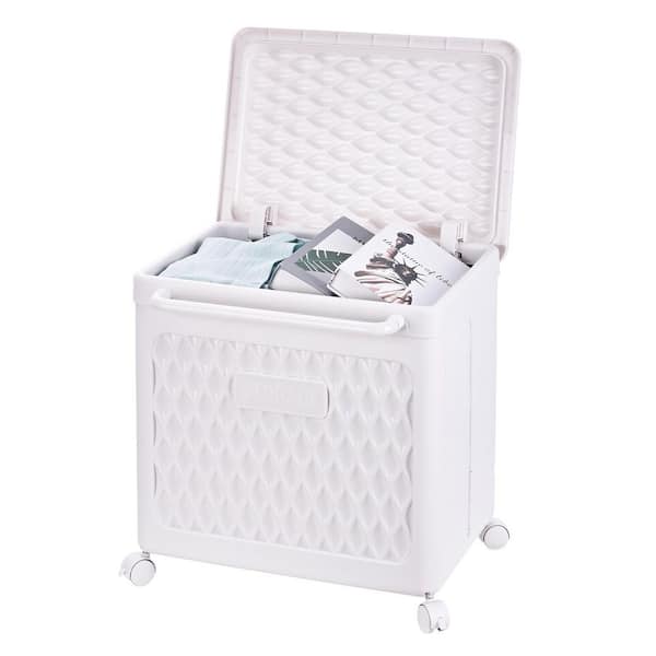 VECELO Rolling Storage Bins with Lid - Foldable Plastic Storage Cart ...