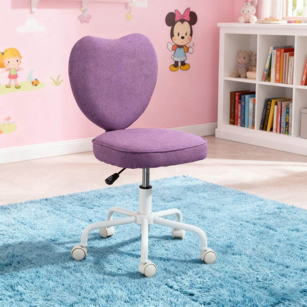 Fabric Heart Love Shaped Back Design Ergonomic Drafting Chair in Purple ...