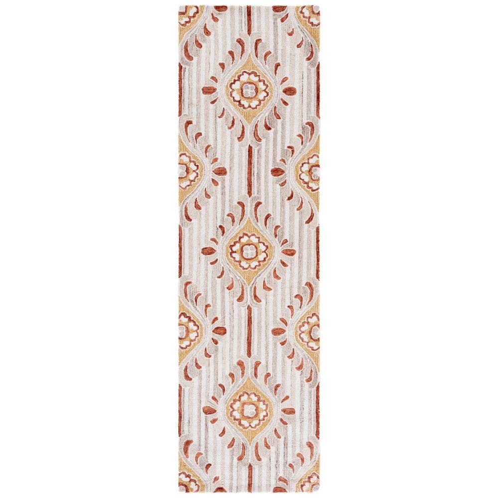 SAFAVIEH Pine 2 ft. x 8 ft. Beige/Gold Geometric Diamonds Runner Rug ...