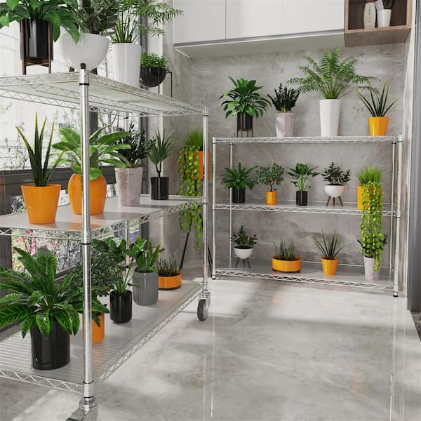 FUNKOL 6-Tier Heavy-Duty Storage Wire Rack with Wheels, Chrome 6000 lbs. NSF Height Adjustable ...