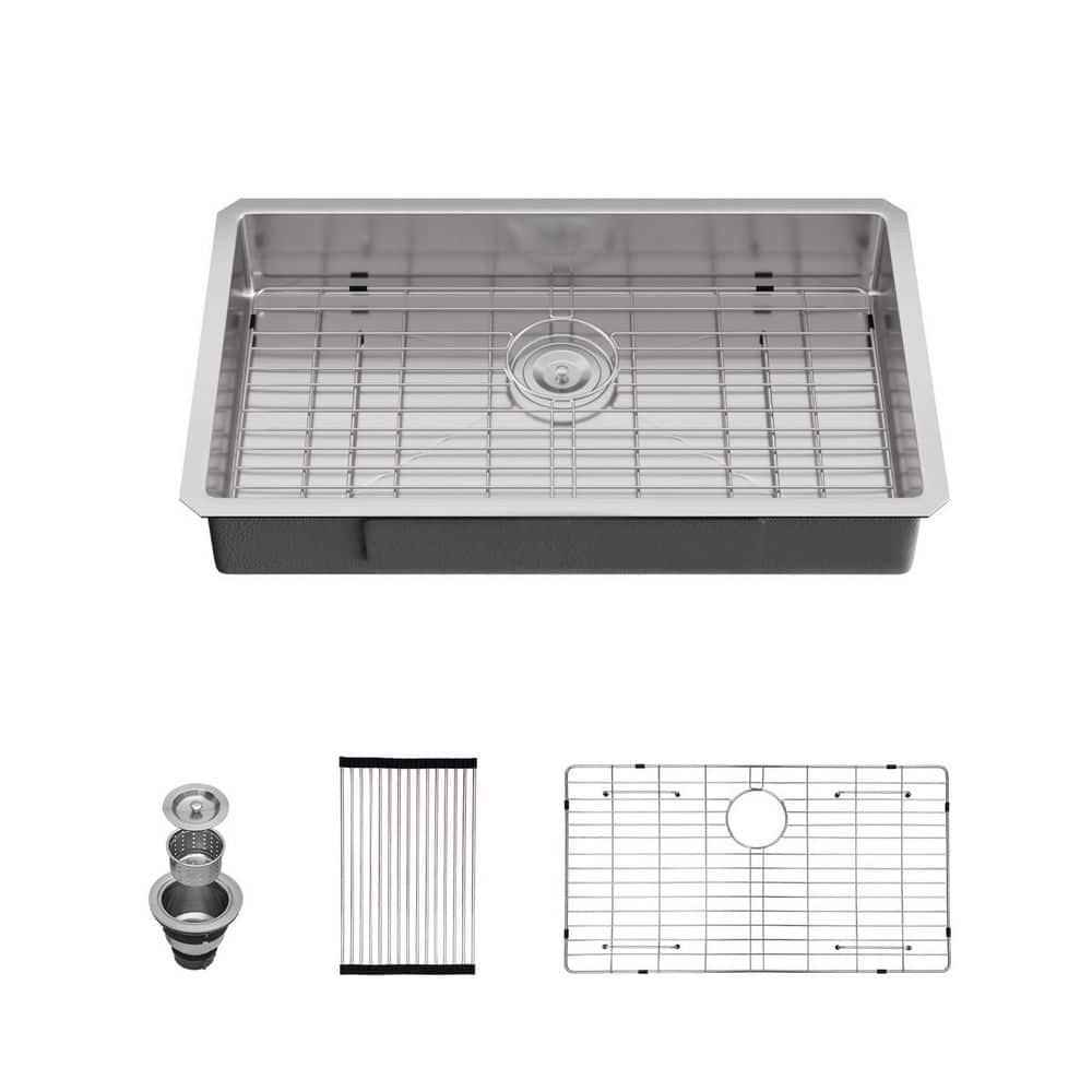 LORDEAR 30 in. x 18 in. x 5 in. Single Bowl Undermount 16 Gauge ...