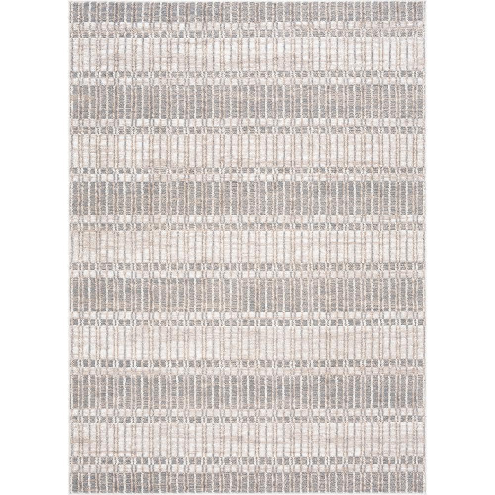 Tayse Rugs Alpha Beige 9 ft. x 12 ft. Abstract Indoor Area Rug ALH1821 ...
