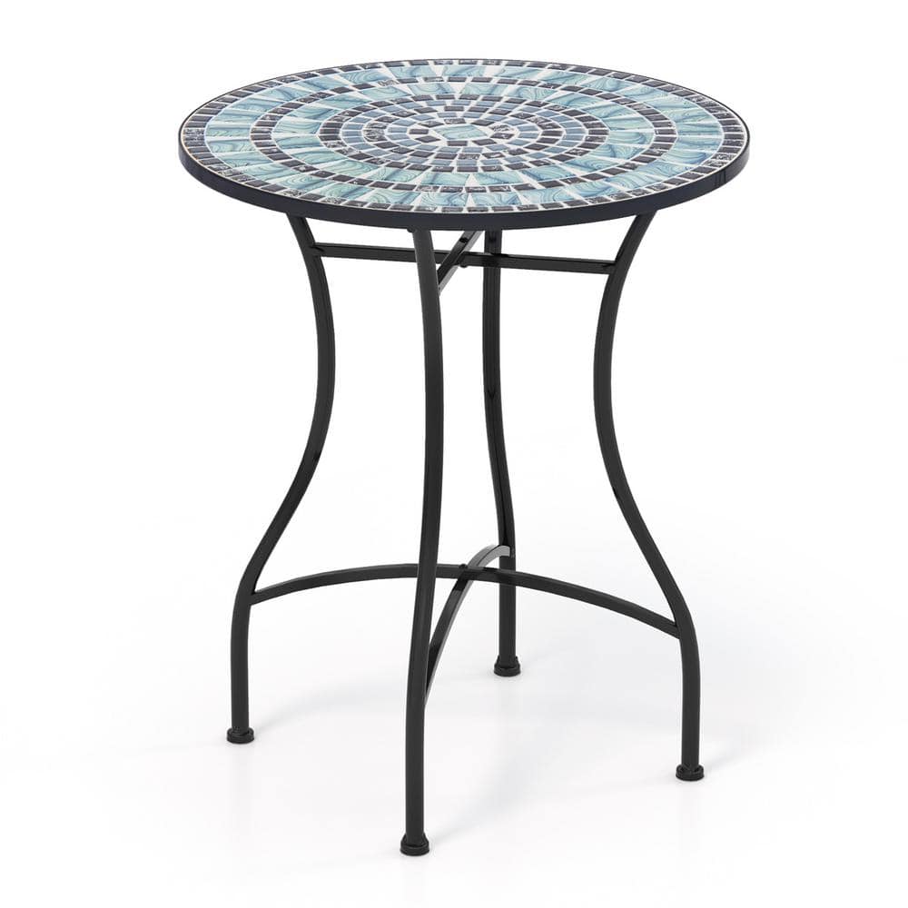 ANGELES HOME 24 in. Patio Bistro Table with Ceramic Tile Tabletop ...