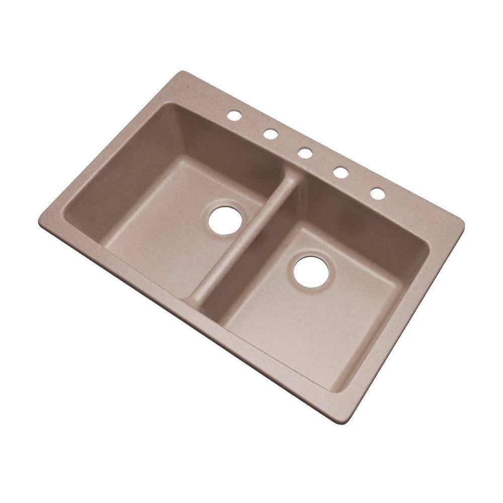 Mont Blanc Waterbrook Dual Mount Composite Granite 33 in. 5-Hole Double ...