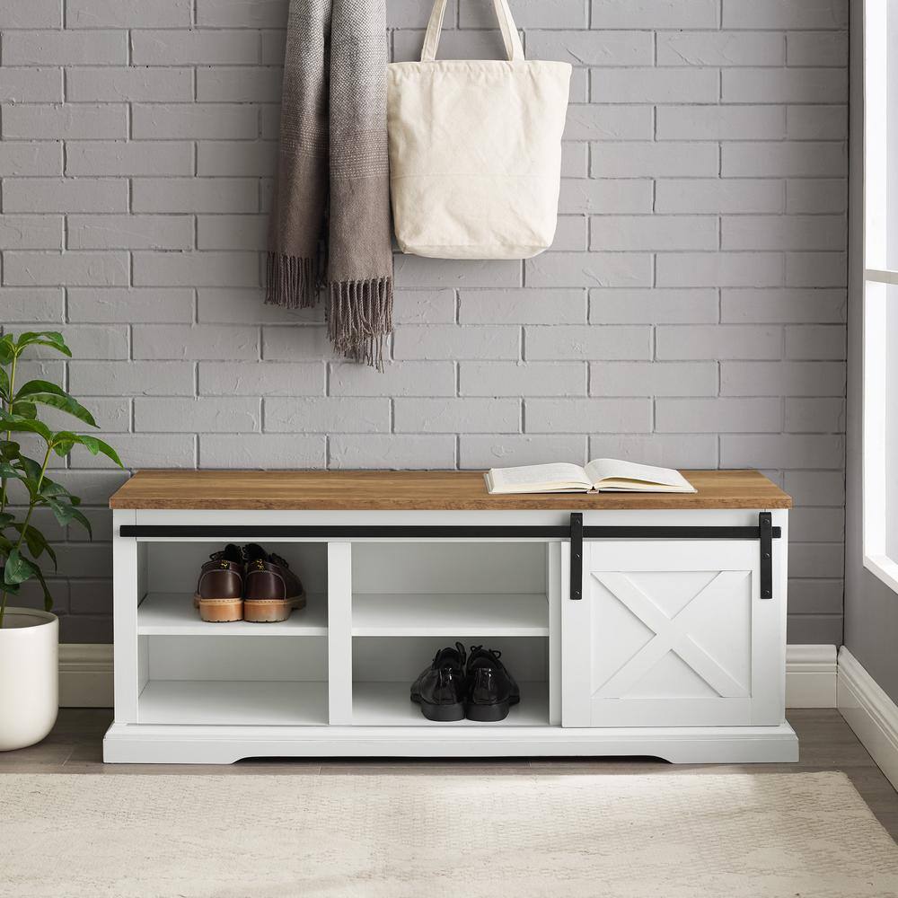 Reviews for Walker Edison Furniture Company 48 in. White / Reclaimed ...