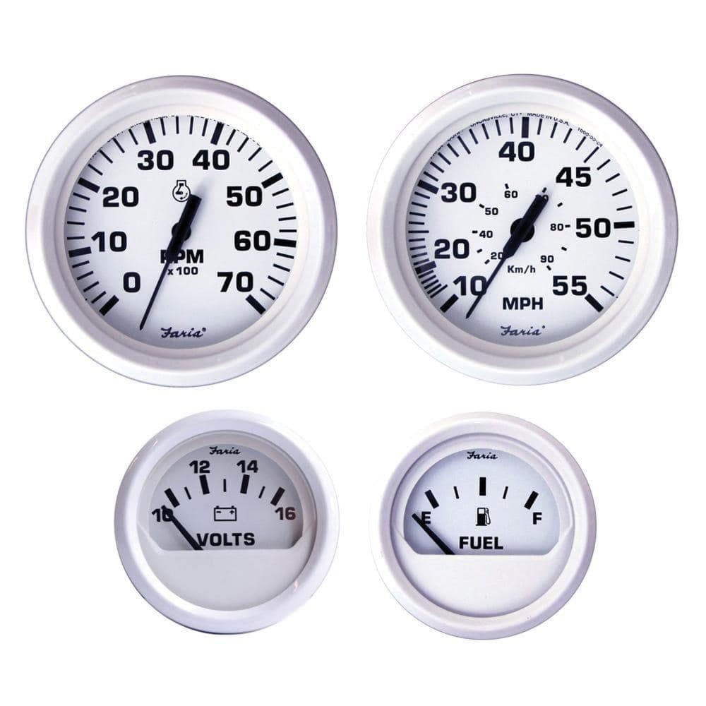 Faria Dress White Outboard 4-Gauge Boxed Set - Speedometer/Tachometer ...