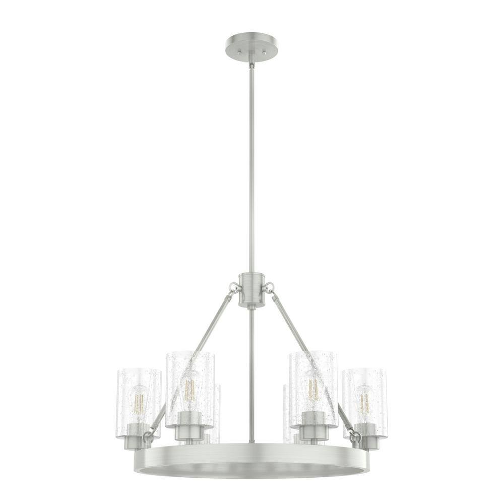 Hunter Hartland 6 Light Brushed Nickel Circular Chandelier with Seeded ...
