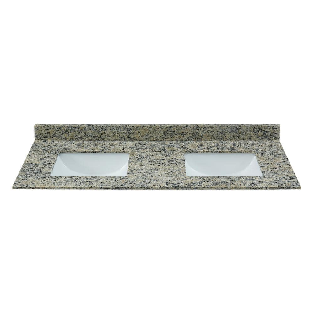 TILE & TOP 61 in. W x 22 in. D Granite Vanity Top in Santa Cecilia ...