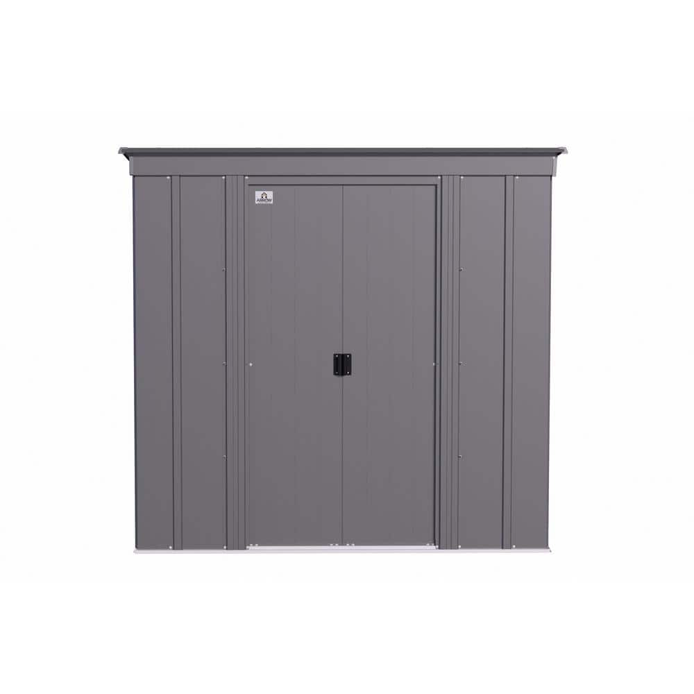 Arrow 6 ft. x 4 ft. Grey Metal Storage Shed With Pent Style Roof 24 Sq ...