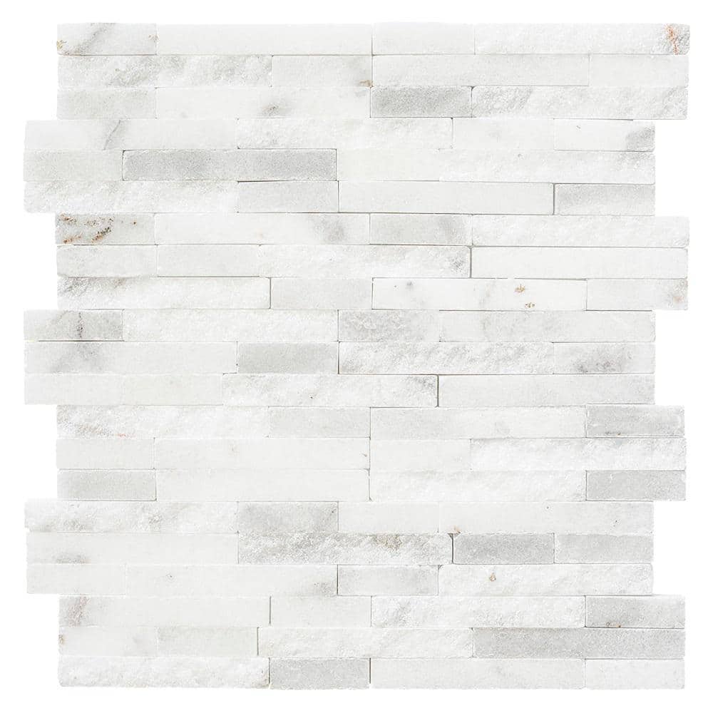 Jeffrey Court Churchill White Split Face 11.75 in. x 12.625 in. x 13 mm ...