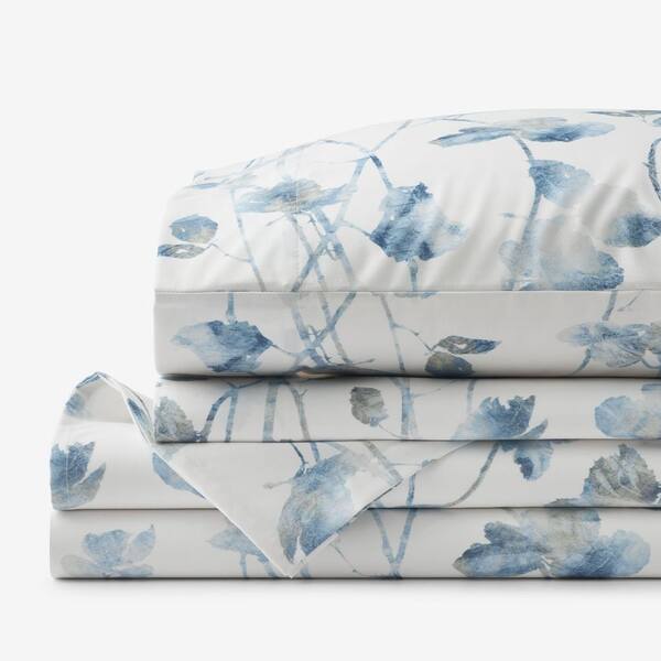 The Company Store Legends Hotel Garden Leaf Wrinkle-Free 4-Piece Blue ...