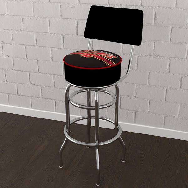 Calgary Flames Logo 31 in. Red Low Back Metal Bar Stool with Vinyl Seat ...