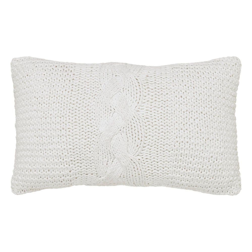 VHC Brands 12x20 Cable Knit Sweater Pillow White 89899 - The Home Depot