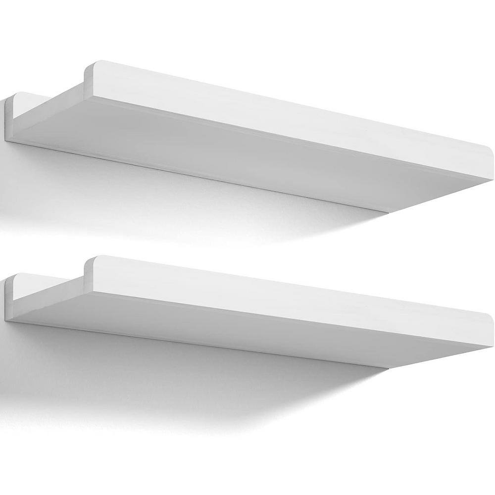 17.2 in. W x 6.89 in. D White Wood Decorative Wall Shelf, (Set of 2 ...