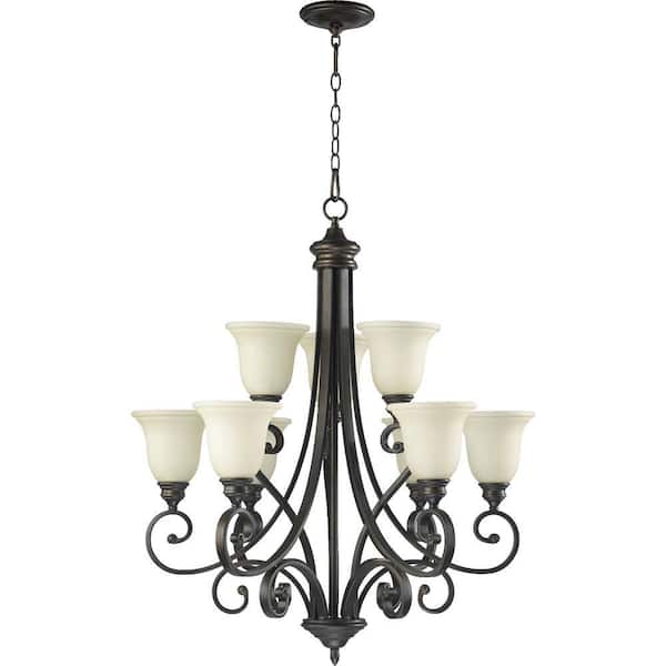 Quorum INTERNATIONAL Bryant 9- -Light Oiled Bronze Chandelier with ...