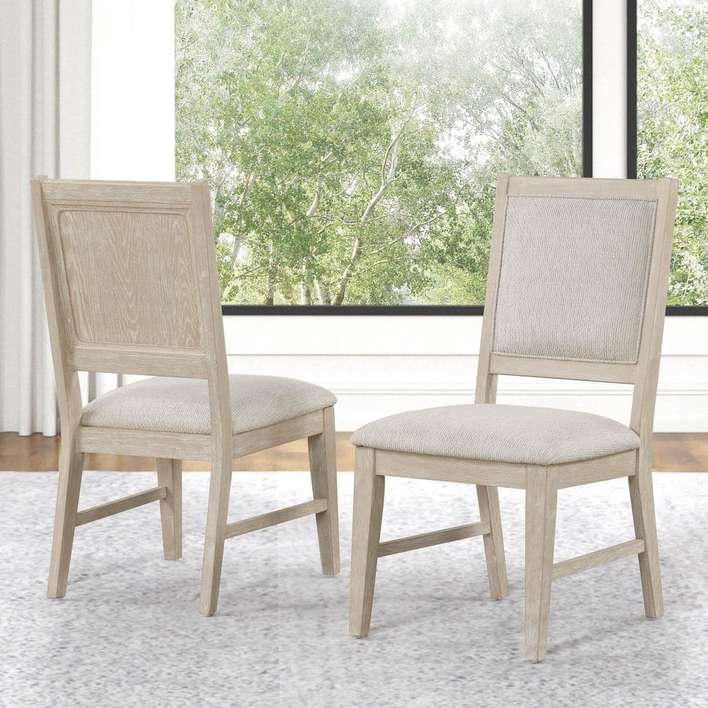 Furniture of America Billa Light Oak and Beige Fabric Upholstered ...