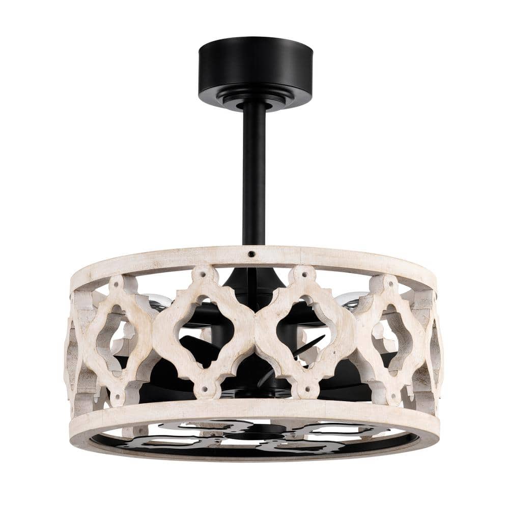 Warehouse of Tiffany Mica 16 in. 3-Light Indoor Matte Black and Wood ...