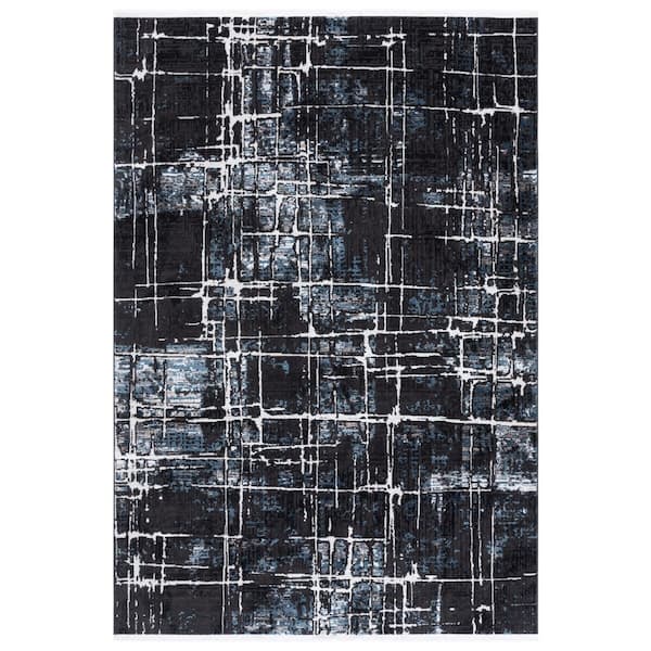 SAFAVIEH Mila 9 ft. x 12 ft. Black/Blue Ivory Distressed Area Rug MIL292Z-9 - The Home Depot