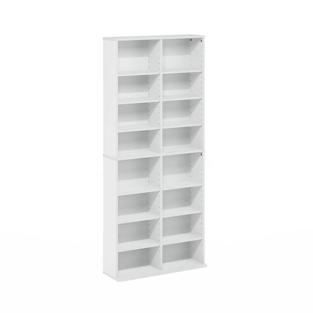 Furinno JAYA White 16-Shelf Multimedia Media Storage Tower Rack with ...