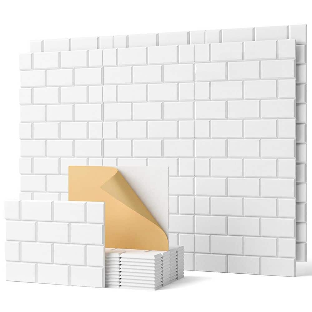 Laybus 16 in. x 12 in. x 0.4 in. White Acoustic Self-adhesive Panels ...