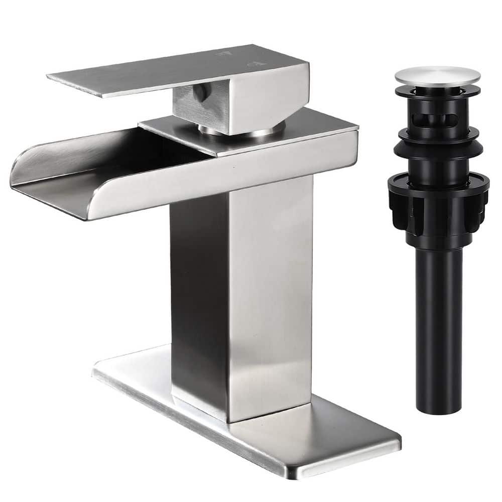 AKLFGN Waterfall Single Hole Single-Handle Low-Arc Bathroom Faucet in ...