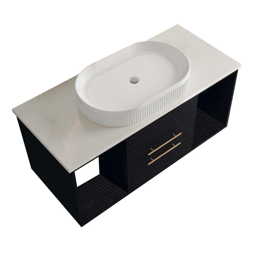 Reviews for null 40 in. Single Sink Wall Mounted Black Bath Vanity with ...