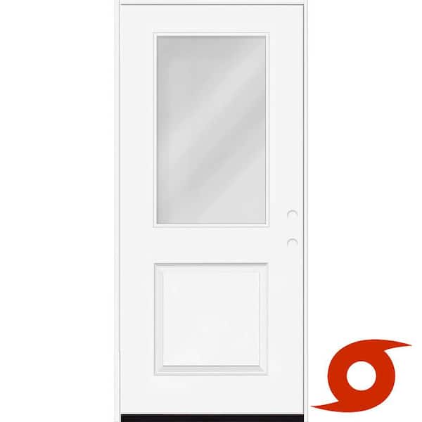 Steves & Sons Palisade 32 in. x 80 in. Half Lite Clear Impact Glass ...