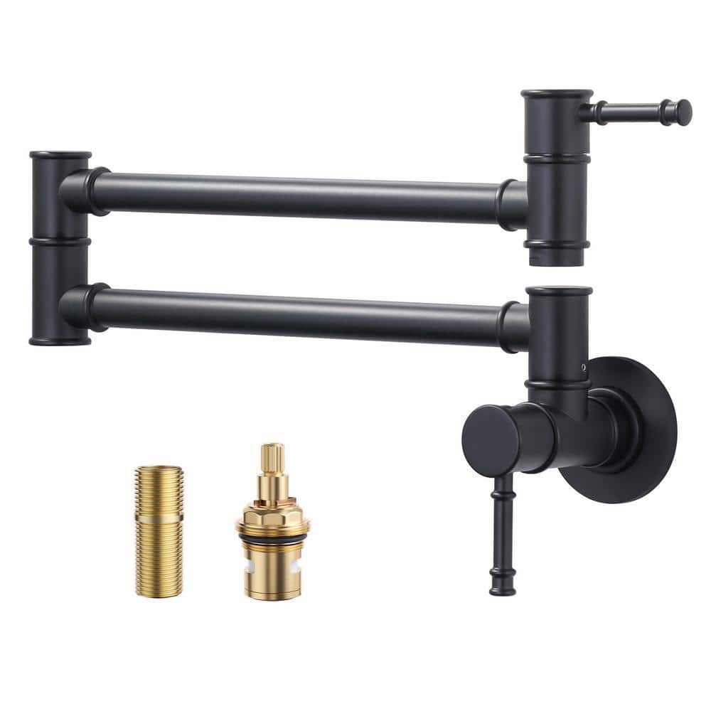 ALEASHA Wall Mounted Pot Filler with Removable Aerator in Matte Black ...