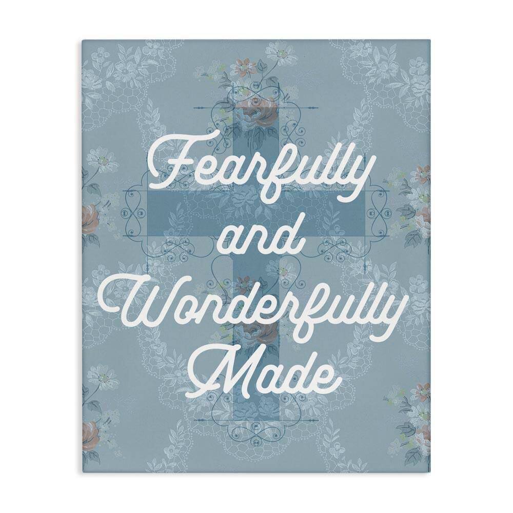 Stupell Industries Wonderfully Made Floral Cross by Daphne Polselli ...