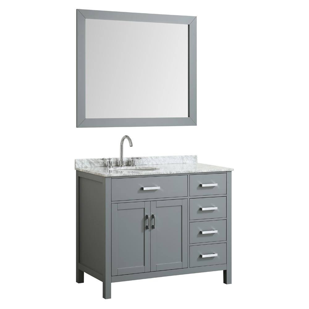 BEAUMONT DECOR Hampton 43 in. Bath Vanity in Gray with Marble Vanity ...