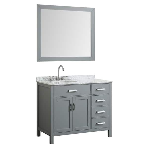 BEAUMONT DECOR Hampton 43 in. Bath Vanity in Gray with Marble Vanity ...