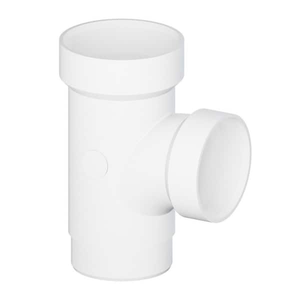 PLUMBFLEX 3" x 3" x 2" White Rigid PVC DWV Sanitary Tee Reducing Street ...