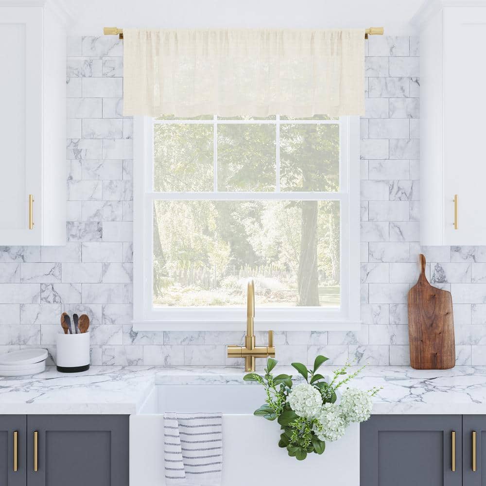 Sun Zero Akari Ivory Linen Blend 56 in. W x 14 in. L Rod Pocket Light ...